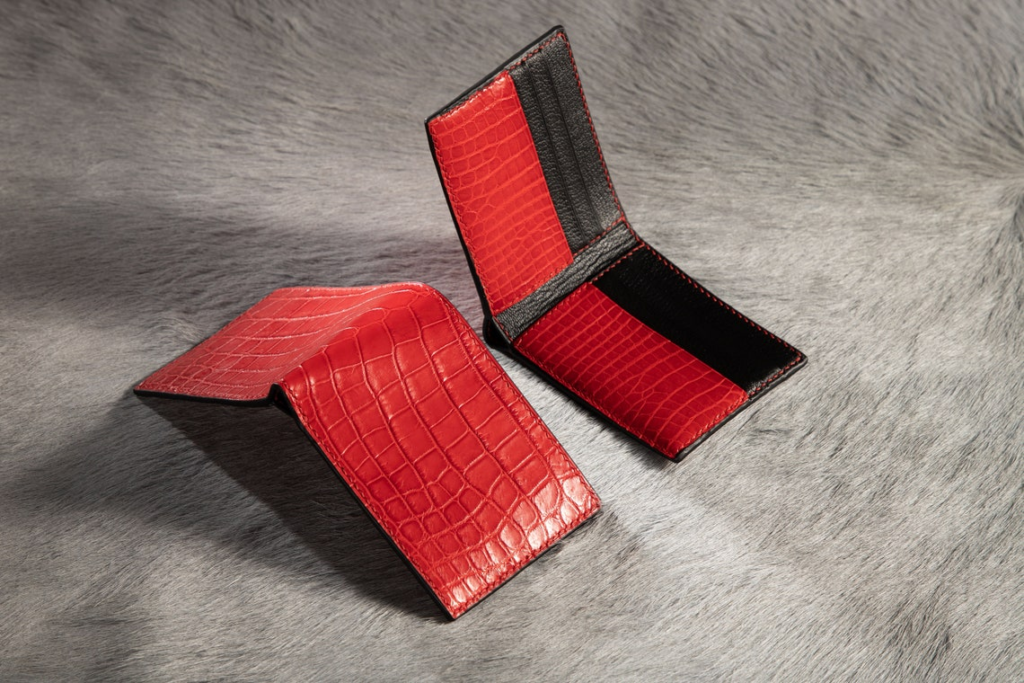 Black Red Crocodile Bifold Wallet - premiumexoticleather.com