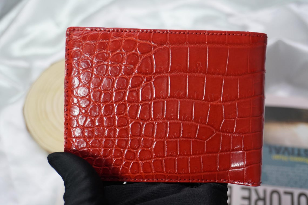 Red Crocodile Bifold Wallet - premiumexoticleather.com