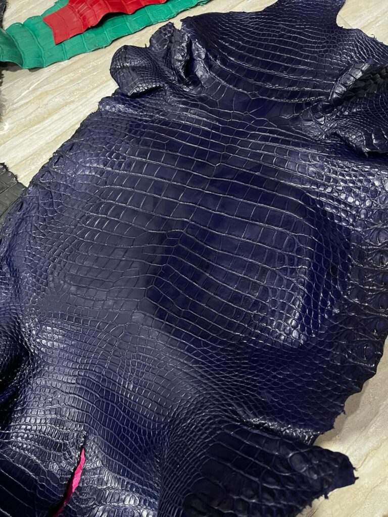 Navy Blue Crocodile Belly Skin - premiumexoticleather.com